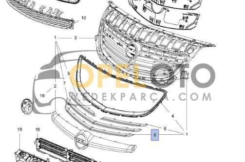Opel İnsignia Ön Panjur Krom Çıtası Alt 2014- GM
